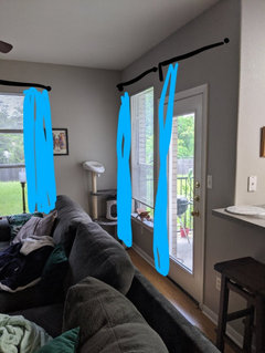 Help with curtains for uneven windows/doors