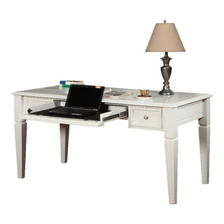 Bowery Hill 60" Transitional Wood Writing Desk in Cottage White ...