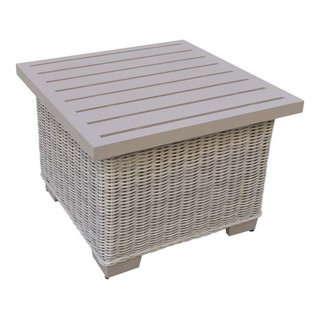 Coast Outdoor Wicker Patio End Table - Tropical - Outdoor Side Tables ...