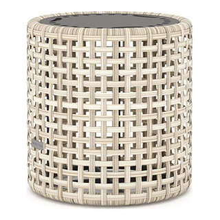 Jasper 18" Round Woven Side Table - Tropical - Outdoor Side Tables - by ...