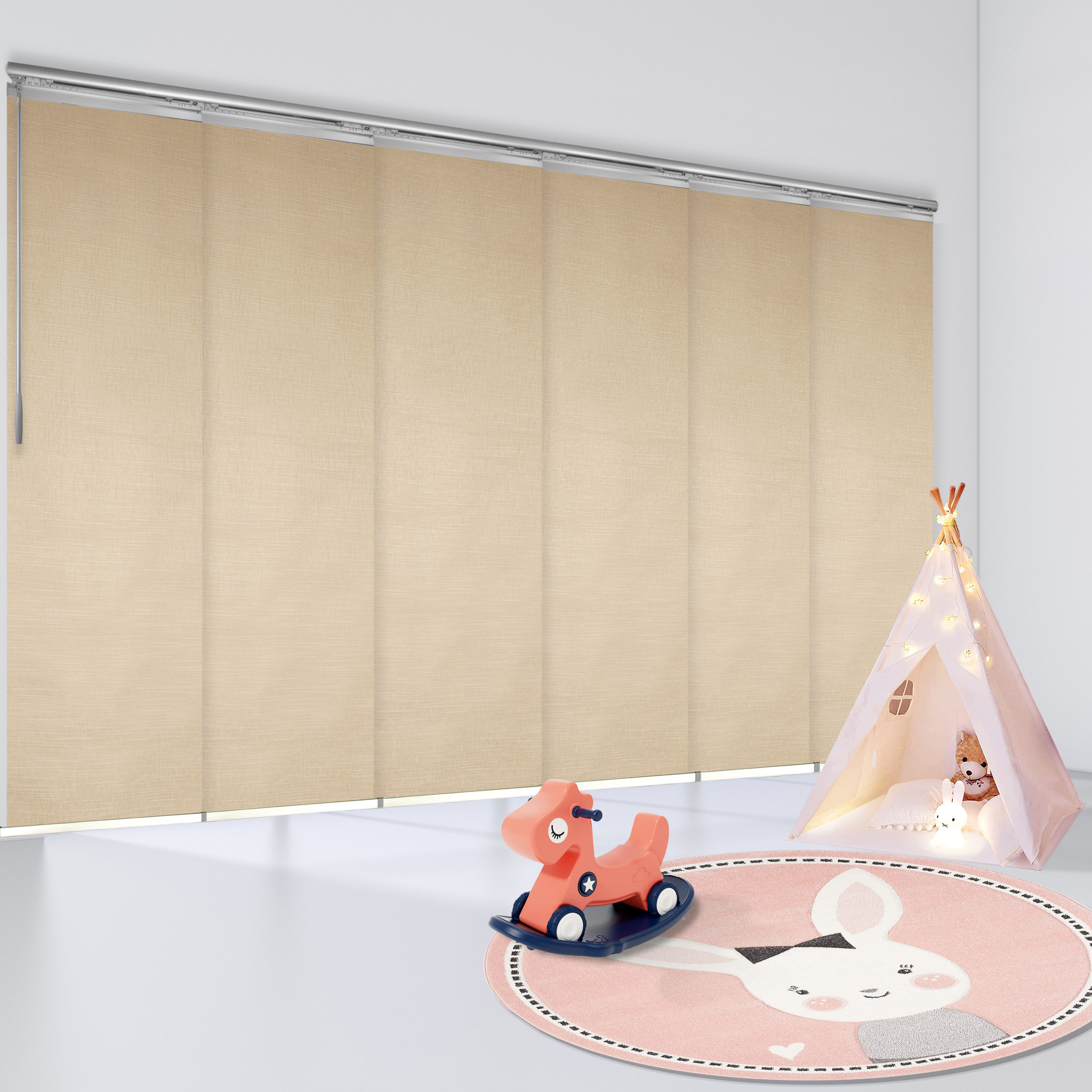 Osweald 6-Panel Track Extendable Vertical Blinds 98-130"W, 91.4" H ...