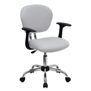 Mid-Back White Mesh Padded Swivel Task Office Chair with Chrome Base ...