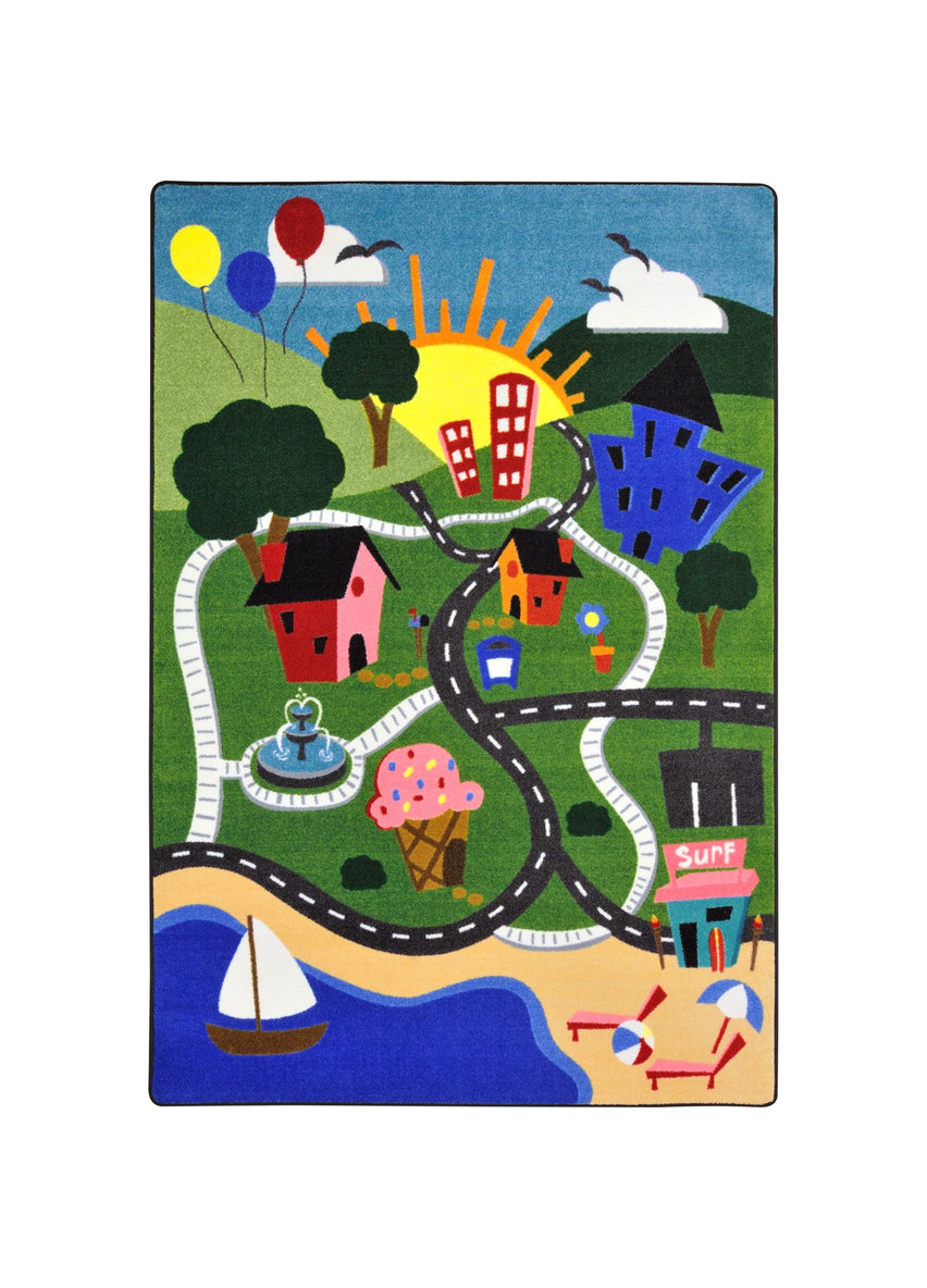 Kid Essentials, Early Childhood Happy Town Rug, 7'8" x 10'9 ...