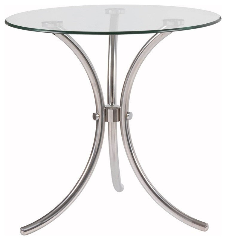 Kenroy Home Trio Accent Table, Stainless Steel, Clear Tempered Glass ...