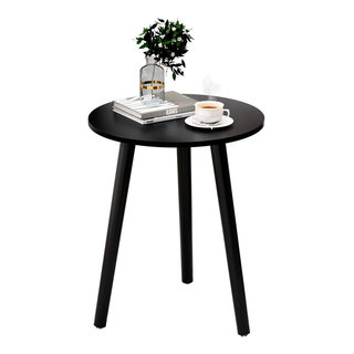 Round and Small Wood End Table for Living Room - Transitional - Side ...