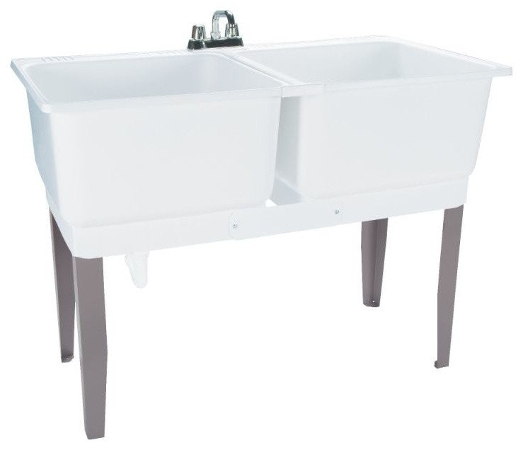 Mustee Utilatwin Laundry Tub Combo 25"x46"x33" - Transitional - Utility ...