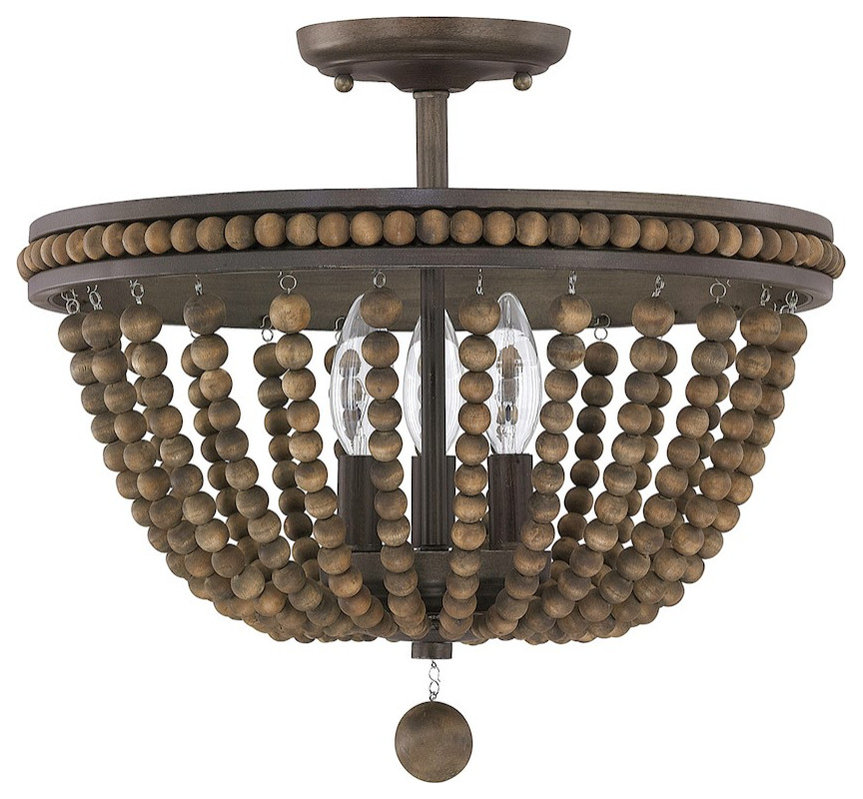Austin Allen and Co. Handley 3-Light Semi-Flush, Tobacco - Transitional ...