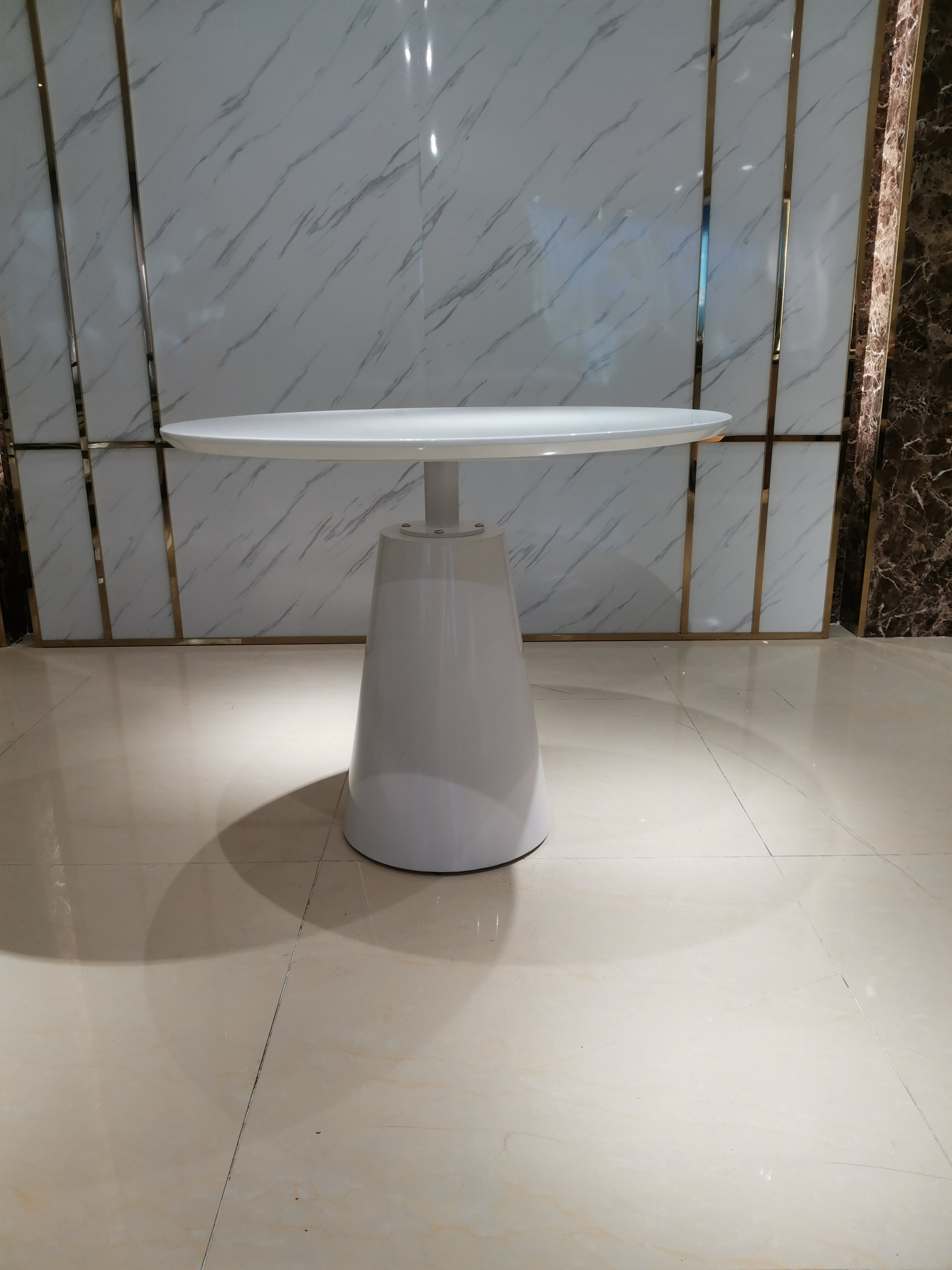 White Lacquer Top Dining Table With White Powder Coating Base ...