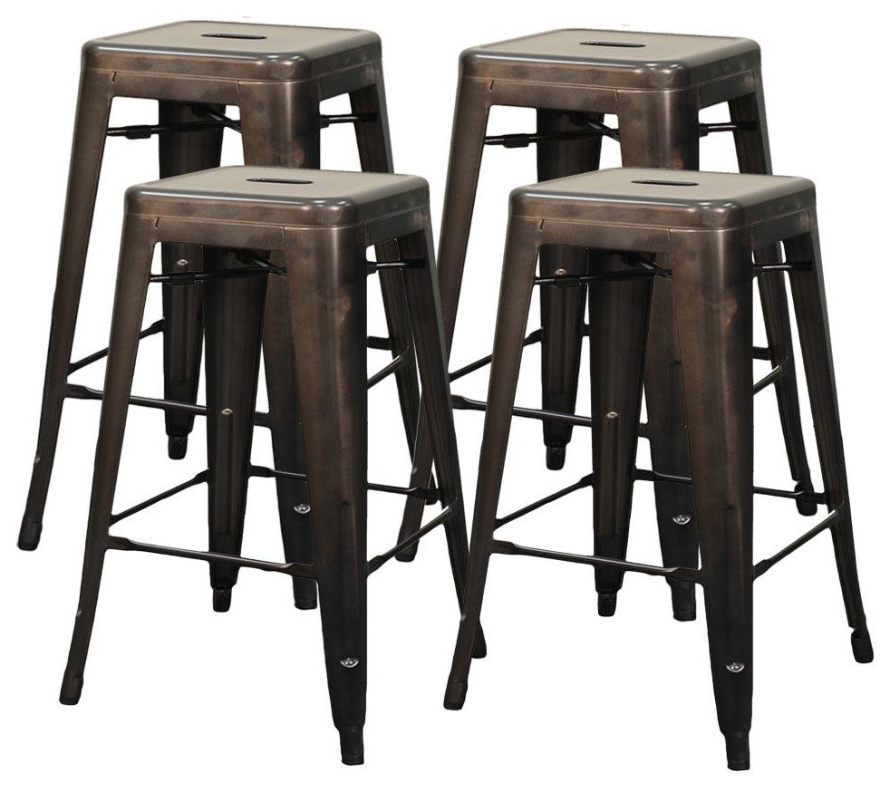Metropolis Metal Backless Counter Stool, Set of 4, Gunmetal Gray ...