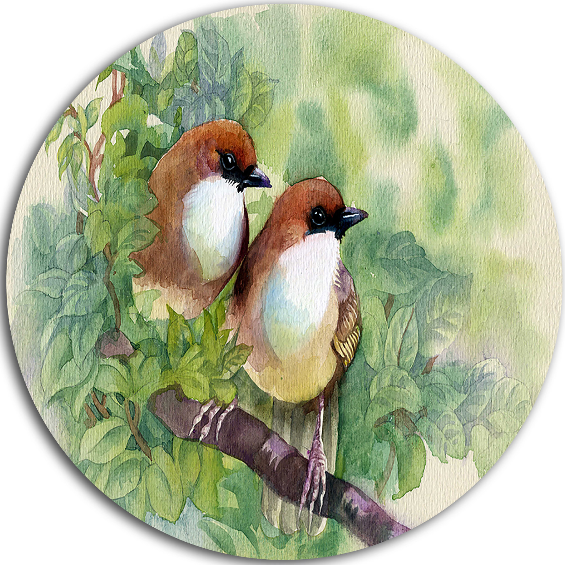Birds Of Spring, Modern Animal Painting Disc Metal Artwork, Disc of 23 ...