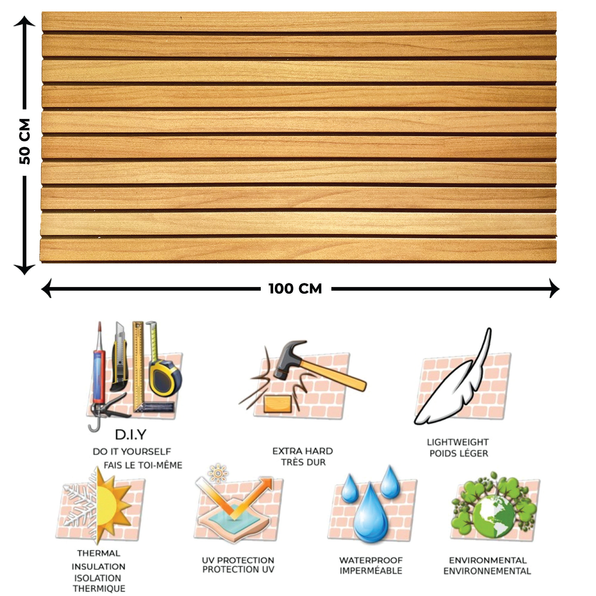 Faux Wood 3D Wall Panels, Set of 10, Covers 54 sq ft - Industrial ...