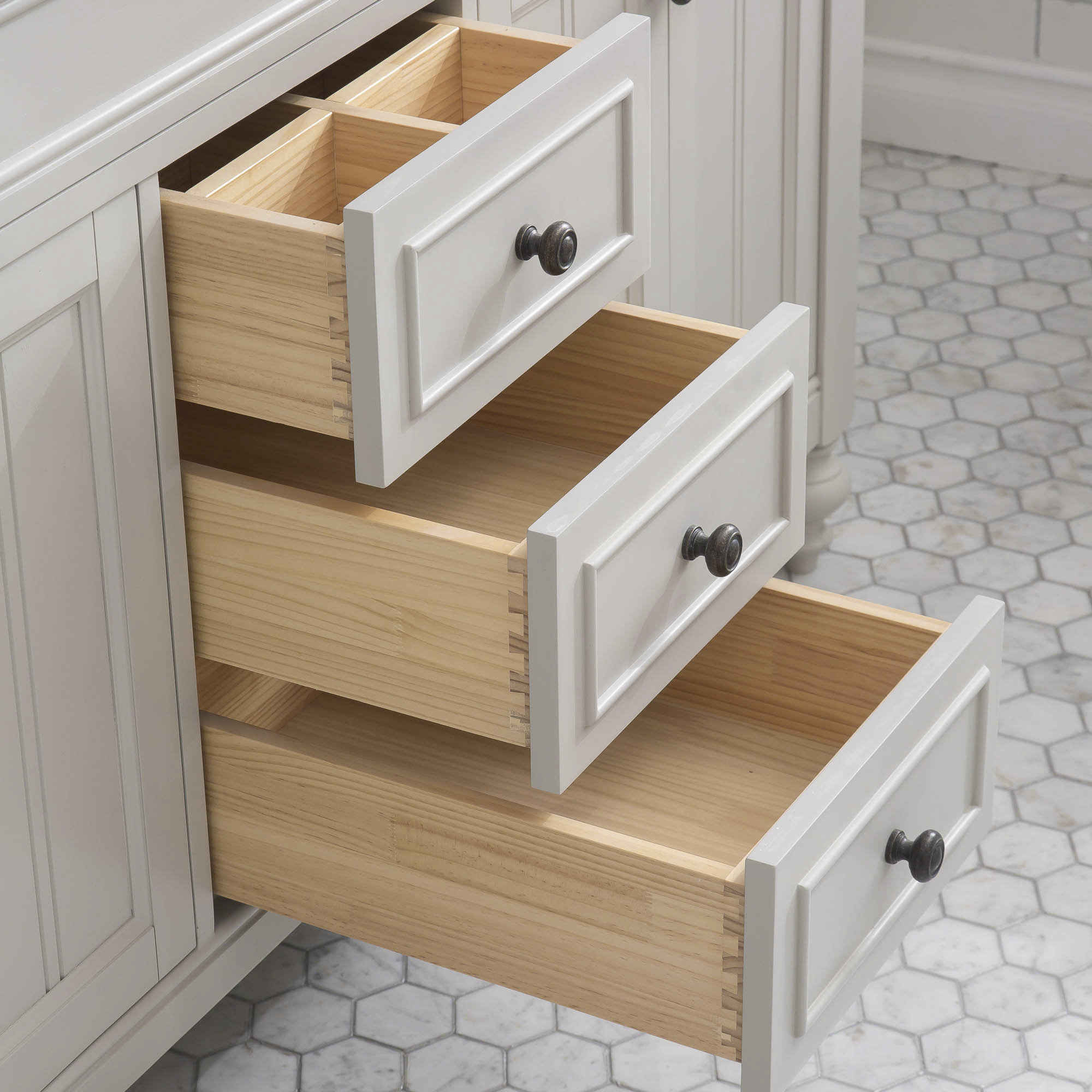 Potenza Ivory Gray Bathroom Vanity, 60" Wide - Traditional - Bathroom ...