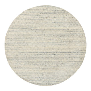 Beige, Soft Wool Hand Loomed, Variegated Modern Design, Round Rug, 6'0 ...