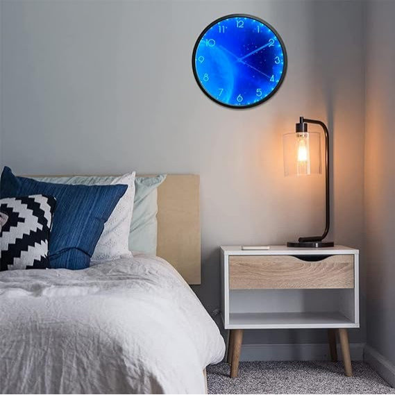 12" Night Light Wall Clock, Silent Battery-Operated LED Wall Clocks ...