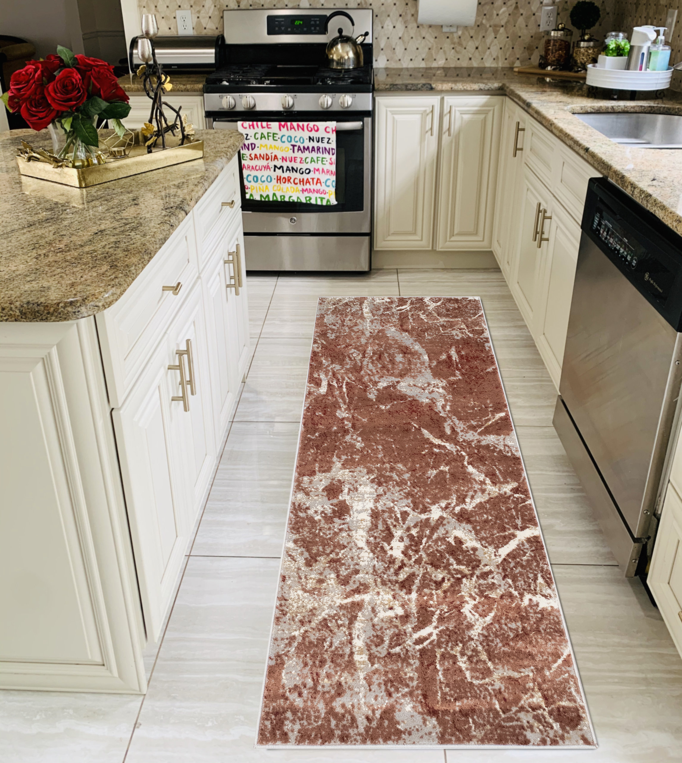 Noori Rug High-Low Ayden Red/Rust Rug, 2'7" x 9'10" - Contemporary ...