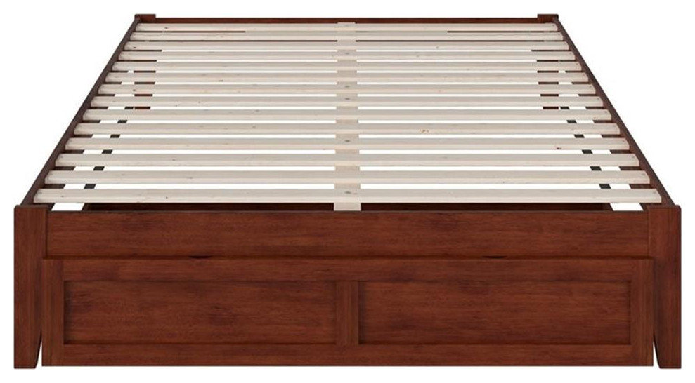 AFI Colorado Solid Wood Queen Bed with Foot Drawer in Walnut ...