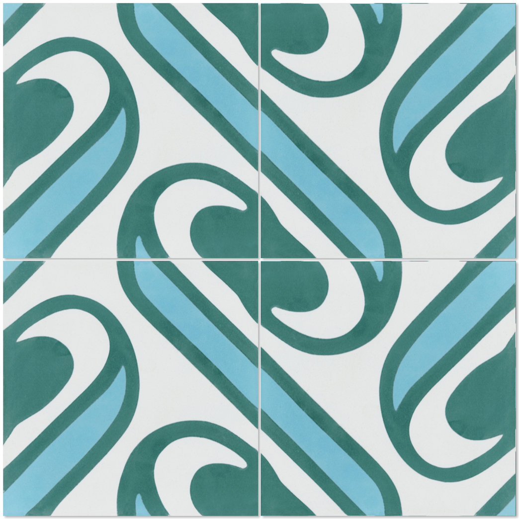 Surf Aqua Handcrafted Cement Tile, Sample - Contemporary - Wall And ...
