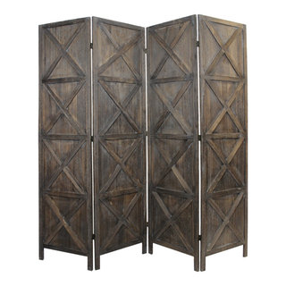 Modern Farmhouse Rustic Four Panel Room Divider Screen - Farmhouse ...