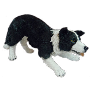 Realistic Border Collie Dog Garden Statue 24.75" - Contemporary ...