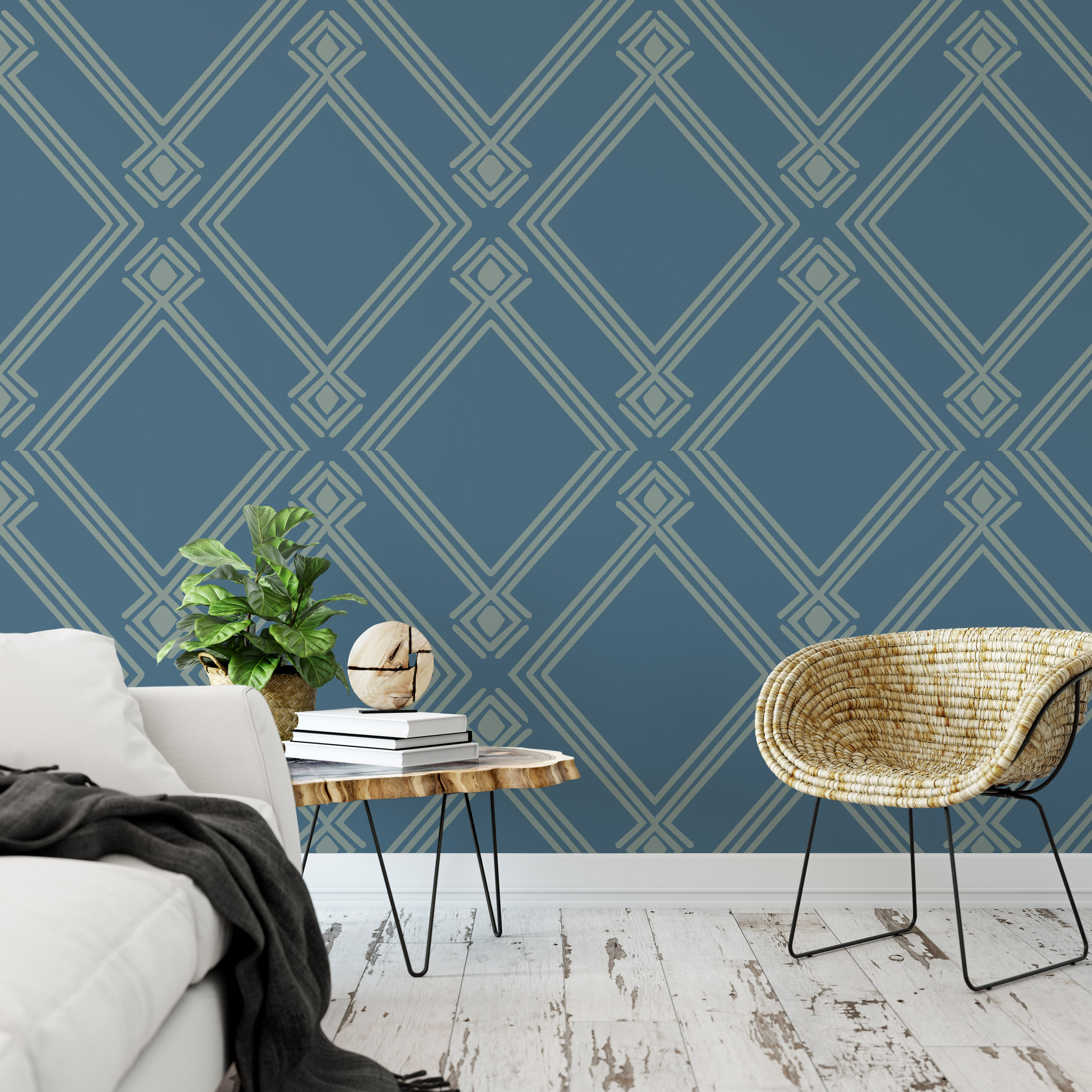 Diamond Air Force Blue Wallpaper by Monor Designs, Sample 12"x8 ...