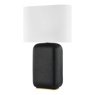 Arthur 1-Light Table Lamp, Aged Brass/Black Lava Ceramic - Transitional ...