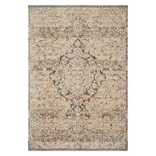 Loloi Lourdes Lou-06 Traditional Ivory/Multi 2'8" Round Rug, 2'8" Round ...