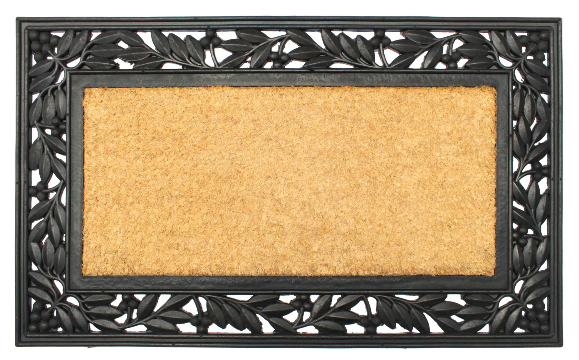 Natural Black Moulded Holly Trellis Rubber Coir Doormat, 18"x30", 18 ...
