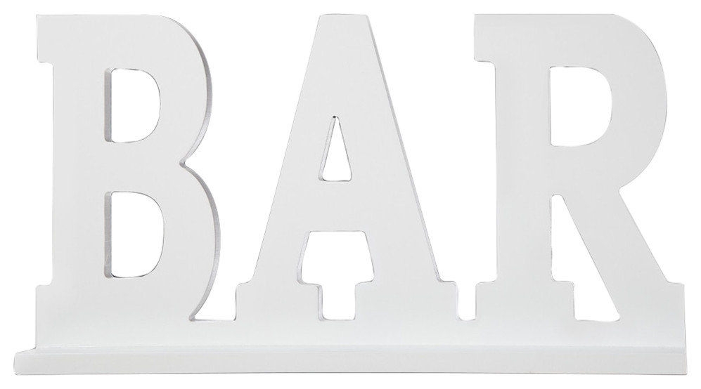 Wood Alphabet "BAR" Tabletop Sculpture, Painted White Finish ...