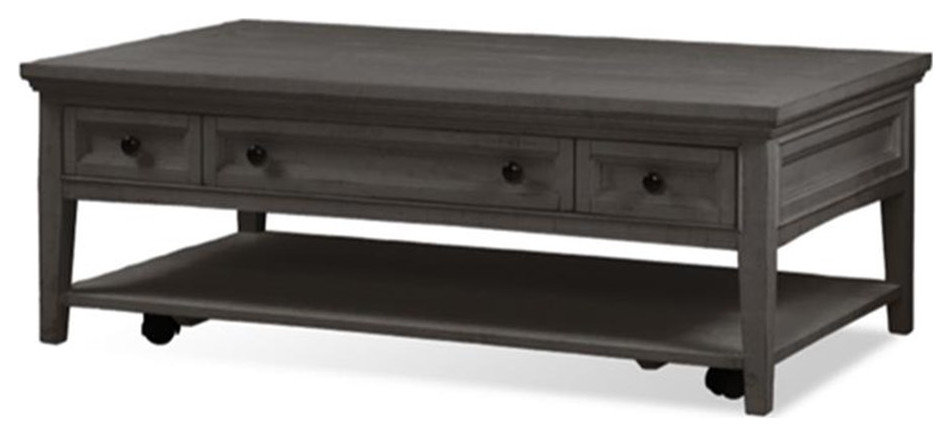 Maklaine Modern Rectangular Cocktail Table withCasters in Gray ...
