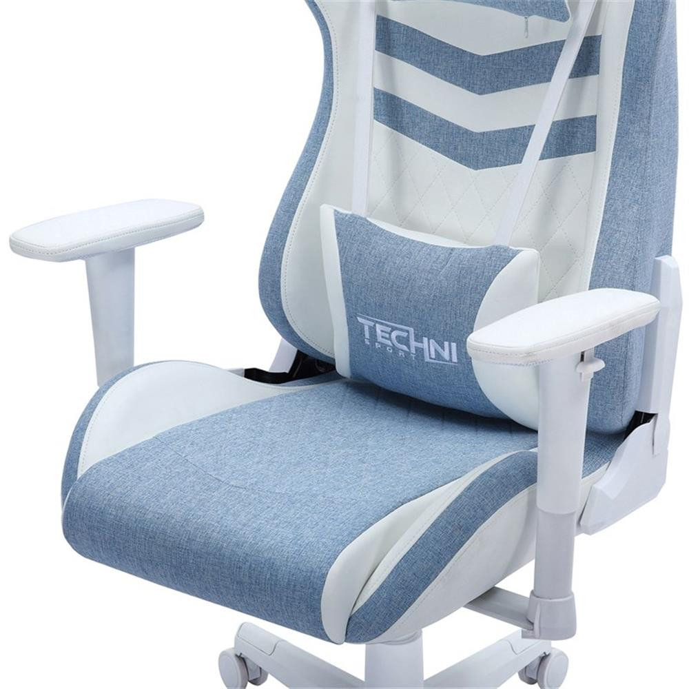 Techni Sport 17" Modern Fabric Ergonomic Gaming Chair in Blue/White ...