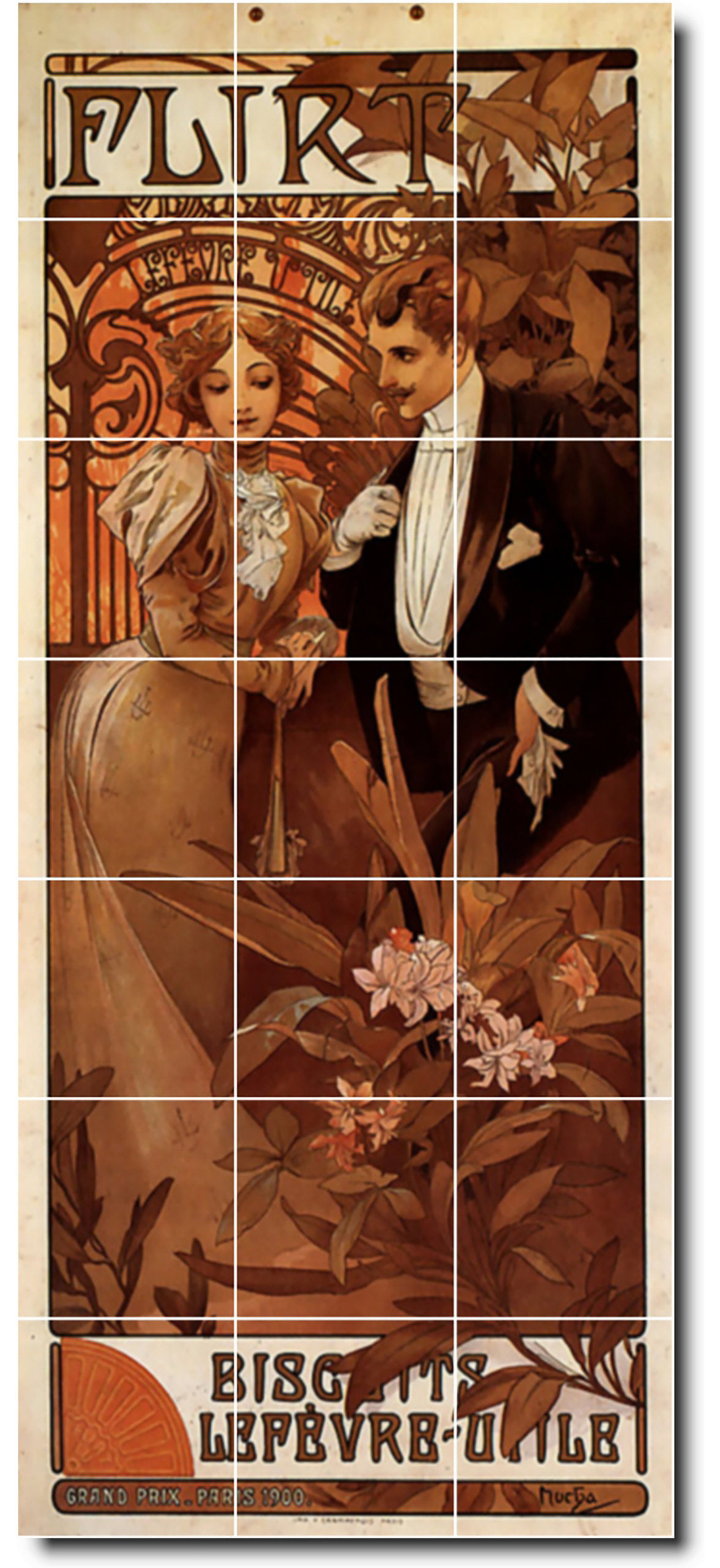 Alphonse Mucha Poster Art Painting Ceramic Tile Mural #10, 12.75" Wide ...