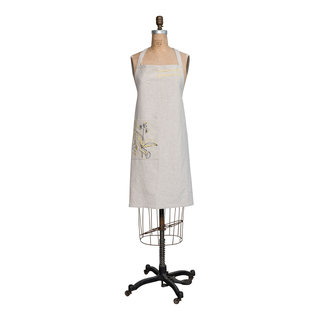 Cotton, Linen Printed Kitchen, Dining Apron, Hand-Embroidery ...
