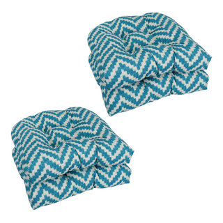 19" U-Shaped Dining Chair Cushions, Set of 4, Weiland Ocean ...