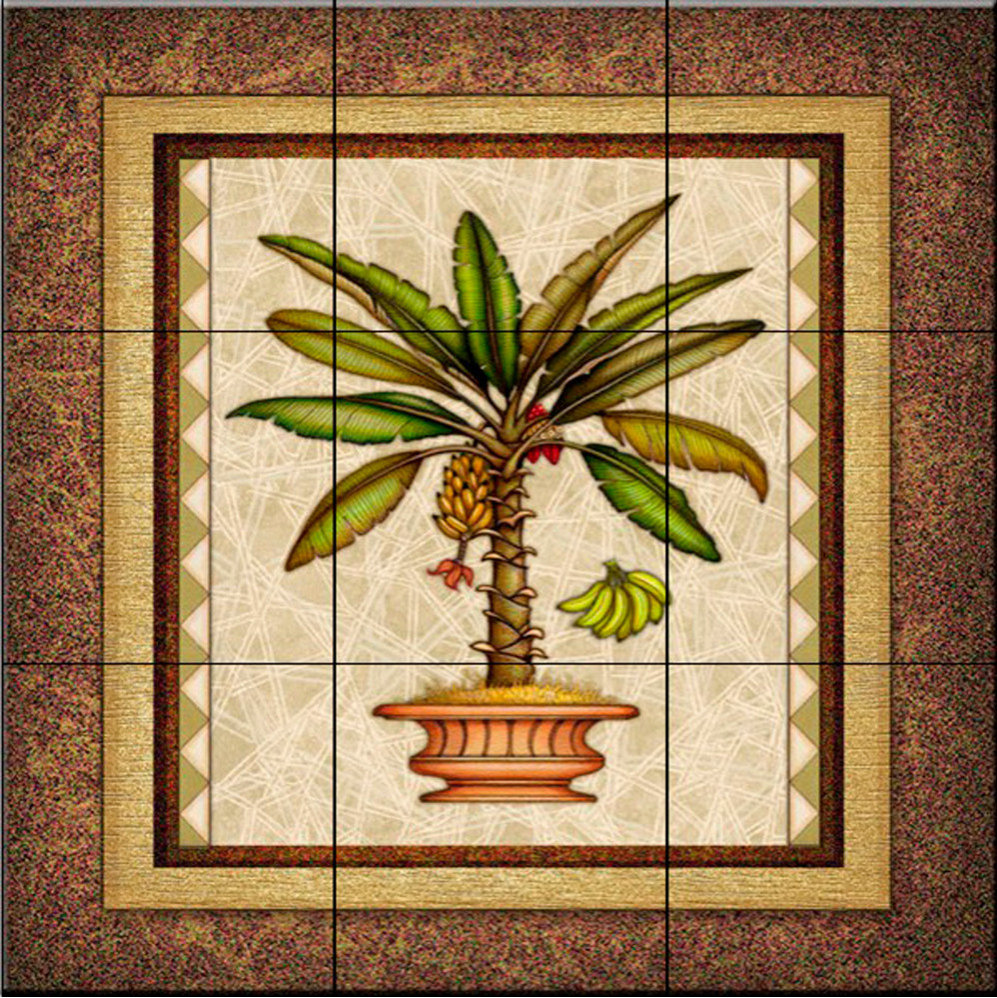 Tile Mural, Palm Tree 2 by Dan Morris, 18" x 18" (9 Tiles) - Tropical ...