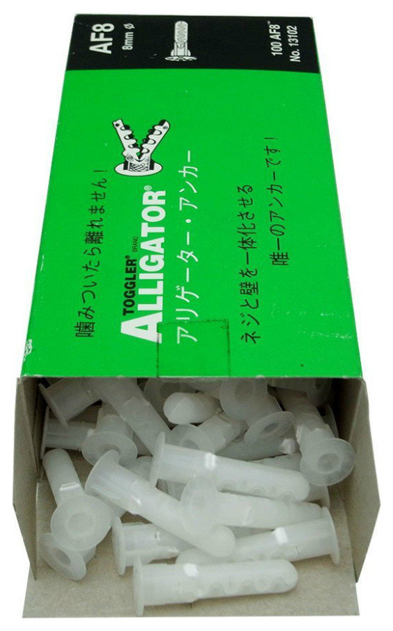 Toggler 13102 Alligator AF8 Flanged Solid Wall Anchors, 0.31", 100 Pack ...