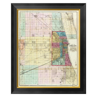"Map of Chicago and Environs, 1869" by Rufus Blanchard, 17x20", 21"x1.5 ...