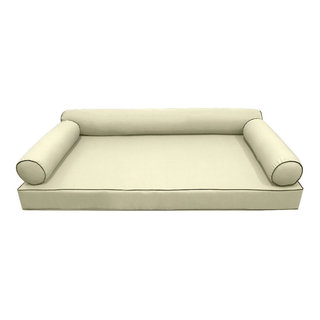 S6 Queen Size Contrast Pipe Trim Bolster Pillow Outdoor Slip Cover ONLY ...