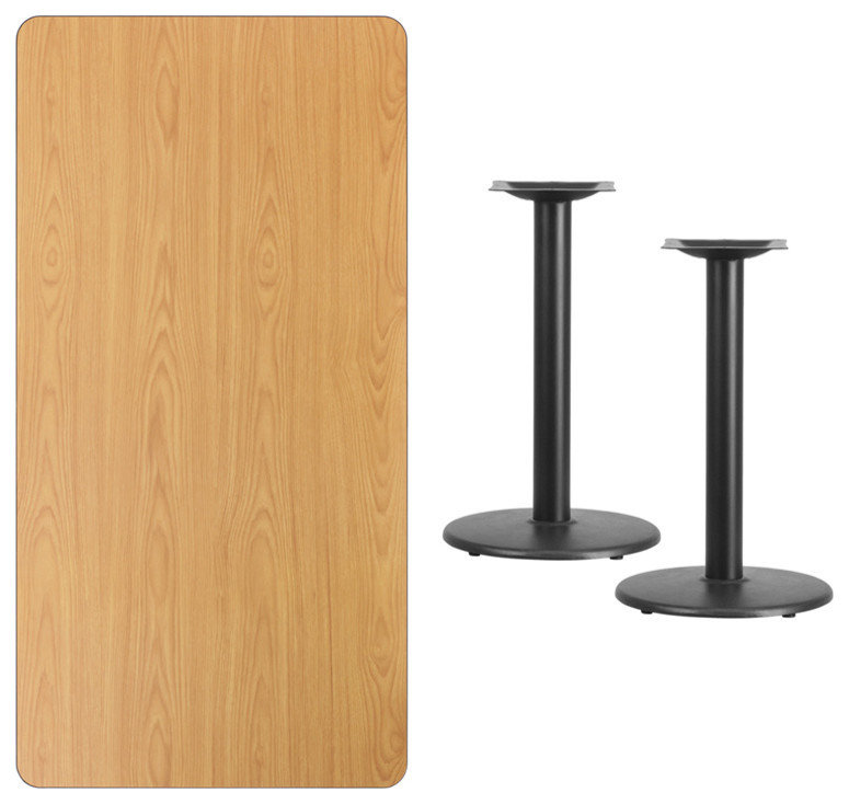 Flash 30'' x 60'' Rectangular Laminate Table Top/18'' Round Bases, Natural - Contemporary ...