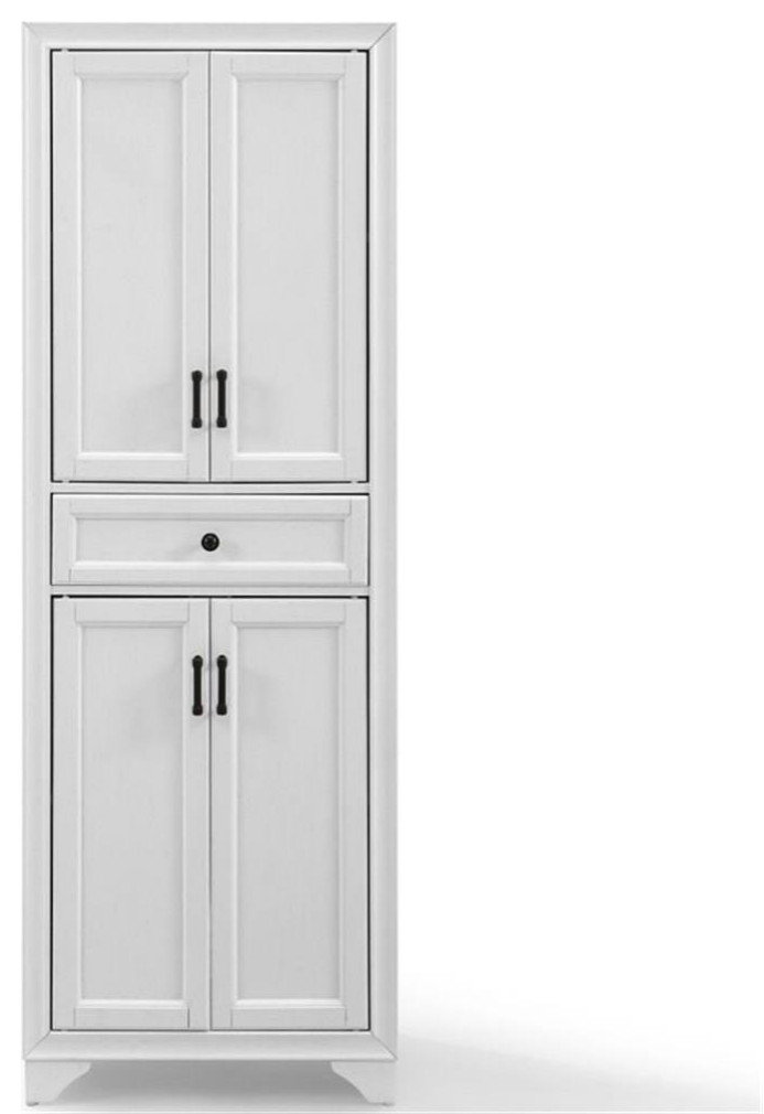 Pemberly Row 4-Door Traditional Wood Pantry in Distressed White ...