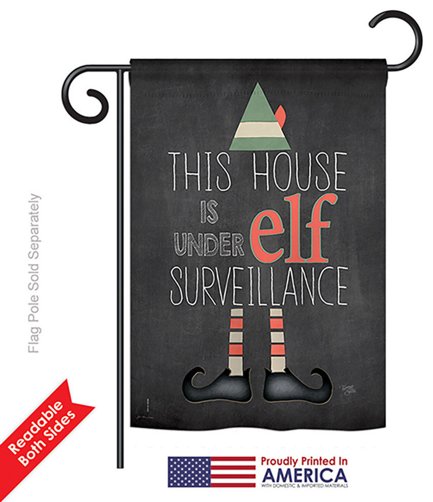 Elf Surveillance Winter, Seasonal Garden Flag 13"x18.5", 13"x18.5"x0.1 ...