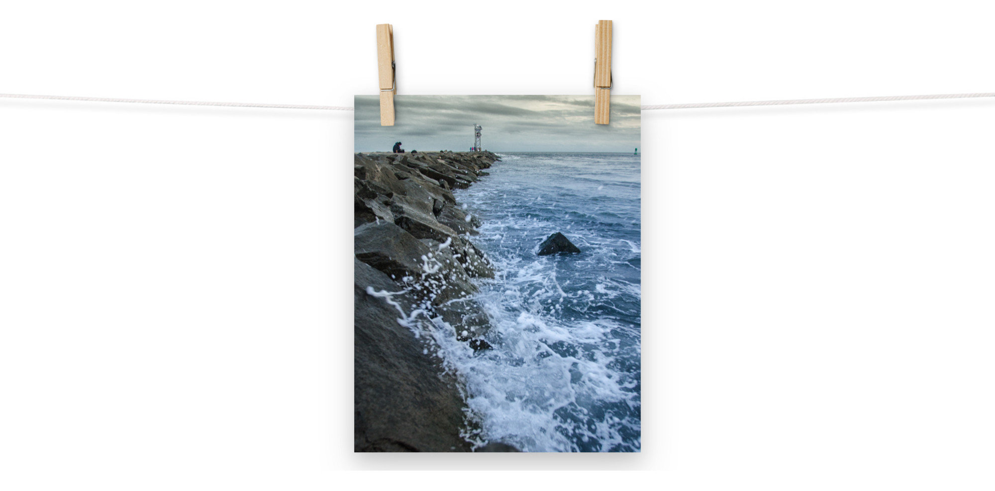 Splashing on the Jetty Landscape Photo Unframed Wall Art Print, 8" X 10 ...