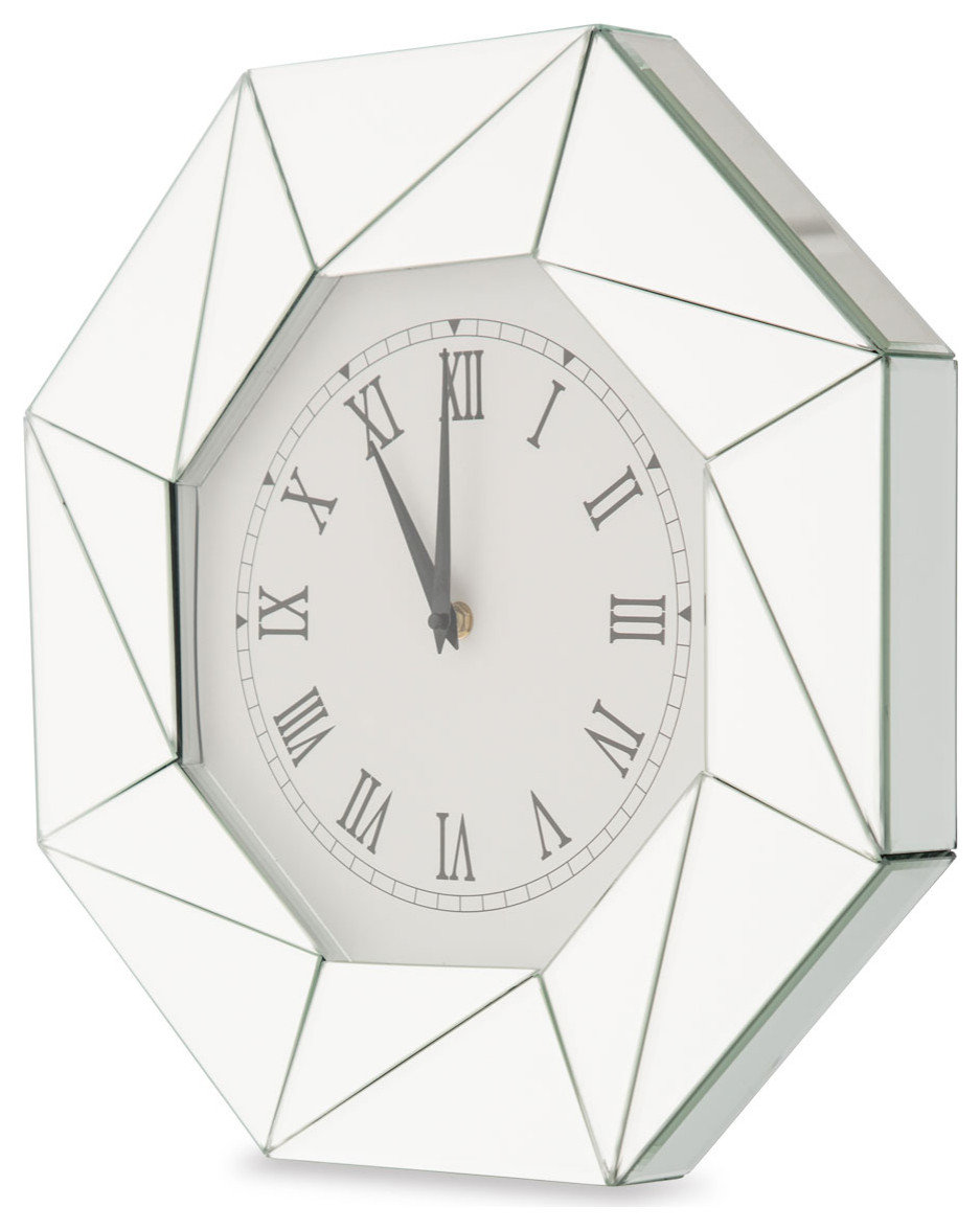 Montreal Octagonal Mirrored Wall Clock - Clocks - by Michael Amini | Houzz