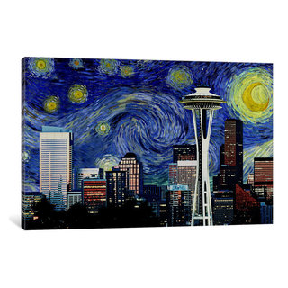 "Seattle, Washington Starry Night Skyline" by iCanvas, 12x8x0.75 ...