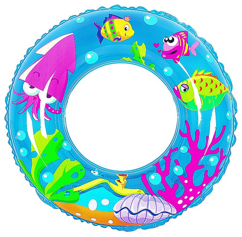 24" Inflatable Clear & Blue Sea Fish Children's Swim Pool Inner Tube ...