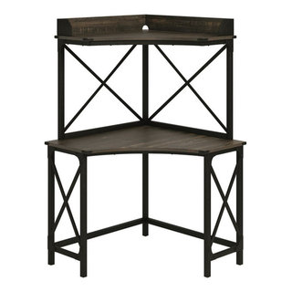 UrbanPro Engineered Wood/Metal Corner Home Office Desk in Carbon Oak ...