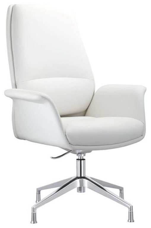 LeisureMod Summit Faux Leather Office Chair with Adjustable Height Gray ...