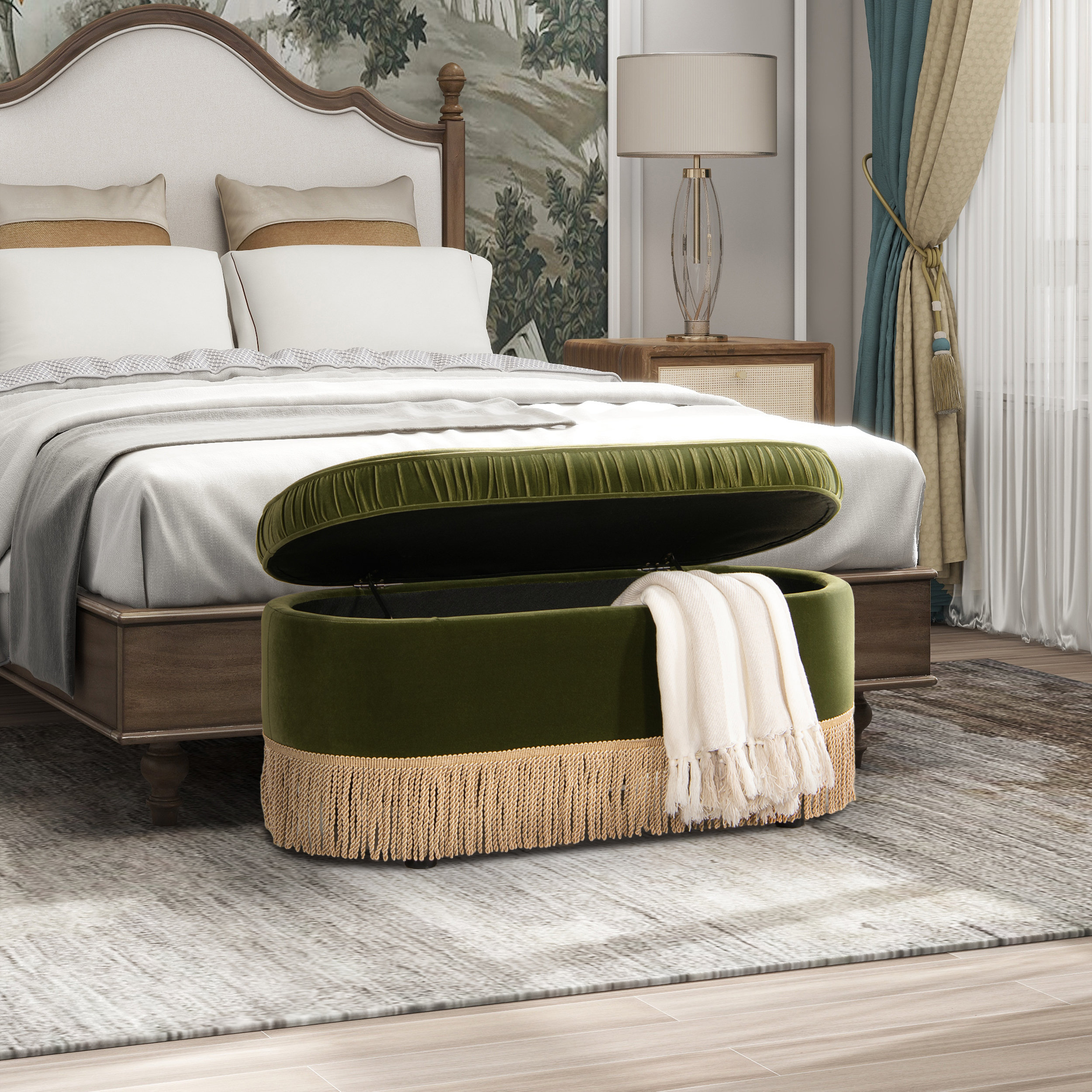 Serena 38" Ruched Oval Storage Bench - Contemporary - Accent And ...