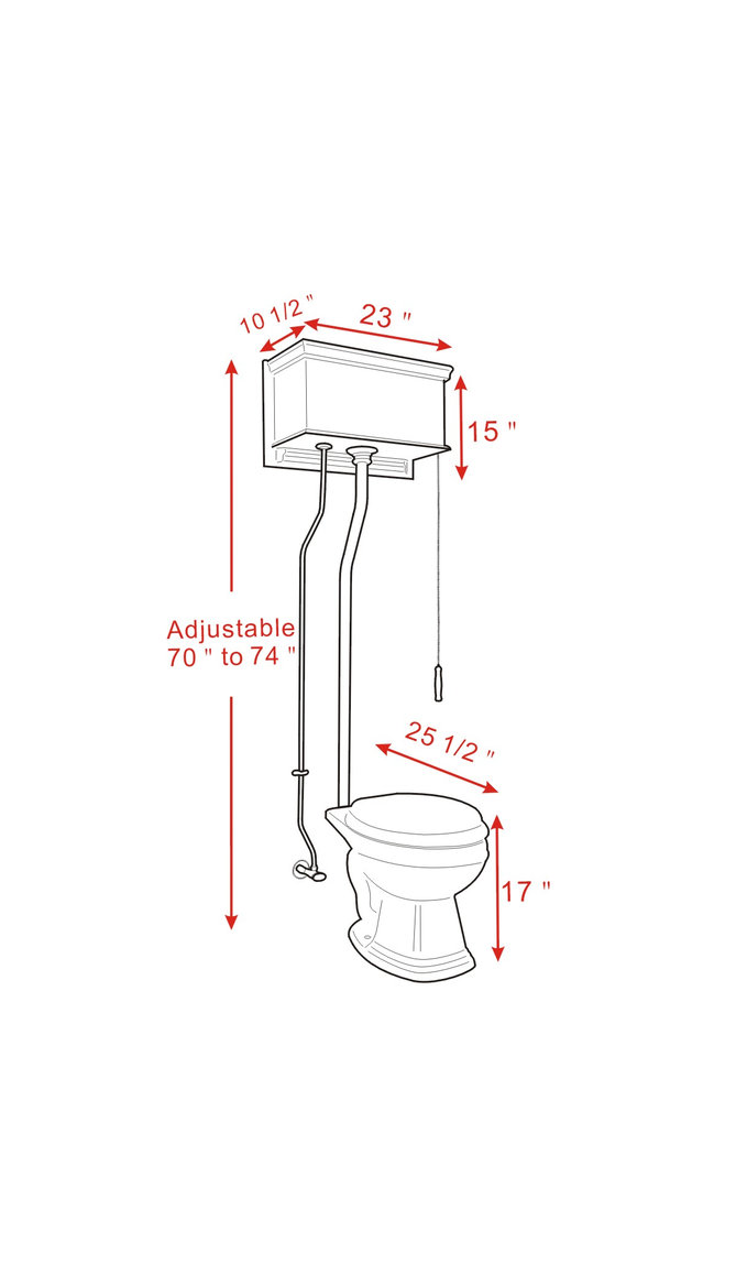 Mahogany Finish High Tank Pull Chain Toilet Wooden Flat Tank White ...
