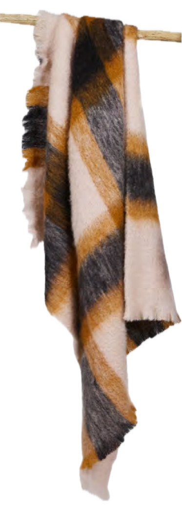 Beige and Mustard Check lMohair Throw - Contemporary - Serving Dishes ...