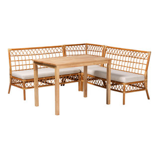 Hubert Honey Rattan 4PC Dining Nook Set - Tropical - Dining Sets - by ...